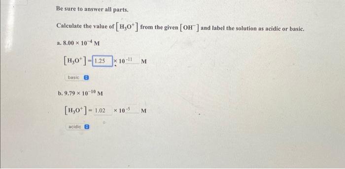 Solved Be sure to answer all parts. Calculate the value of | Chegg.com