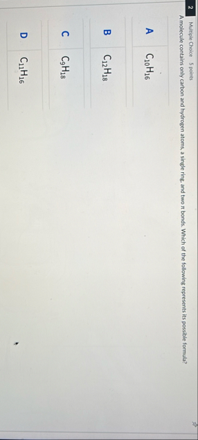 Solved 2Multiple Choice 5 ﻿pointsA molecule contains only | Chegg.com