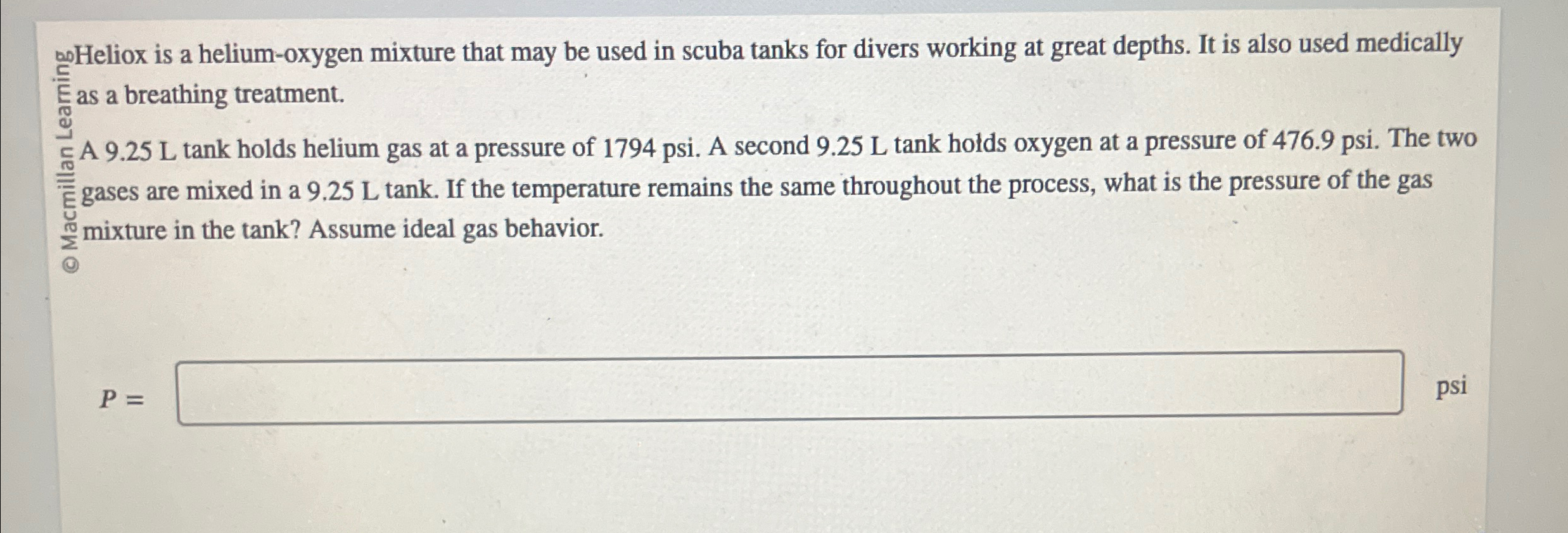 Solved wHeliox is a helium-oxygen mixture that may be used | Chegg.com