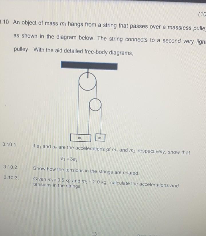 Solved (10 3.10 An object of mass m. hangs from a string | Chegg.com