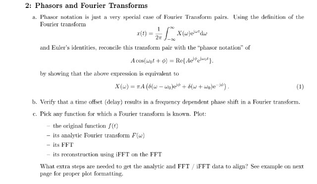 Solved 2: Phasors and Fourier Transforms a. Phasor notation | Chegg.com