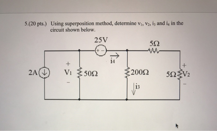 Solved 5.(20 pts.) Using superposition method, determine V1, | Chegg.com
