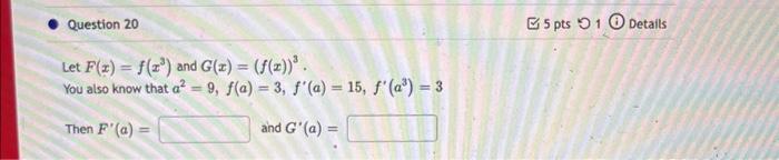 Solved Let F(x)=f(x3) and G(x)=(f(x))3. You also know that | Chegg.com