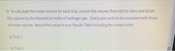 Solved Lab Activity 16: Molar Volume of Hydrogen Data Table | Chegg.com