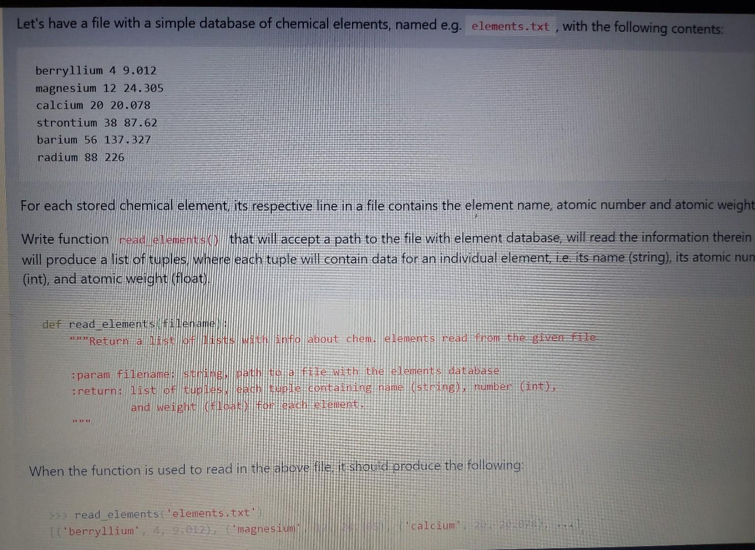 Solved For each stored chemical element, its respective line | Chegg.com