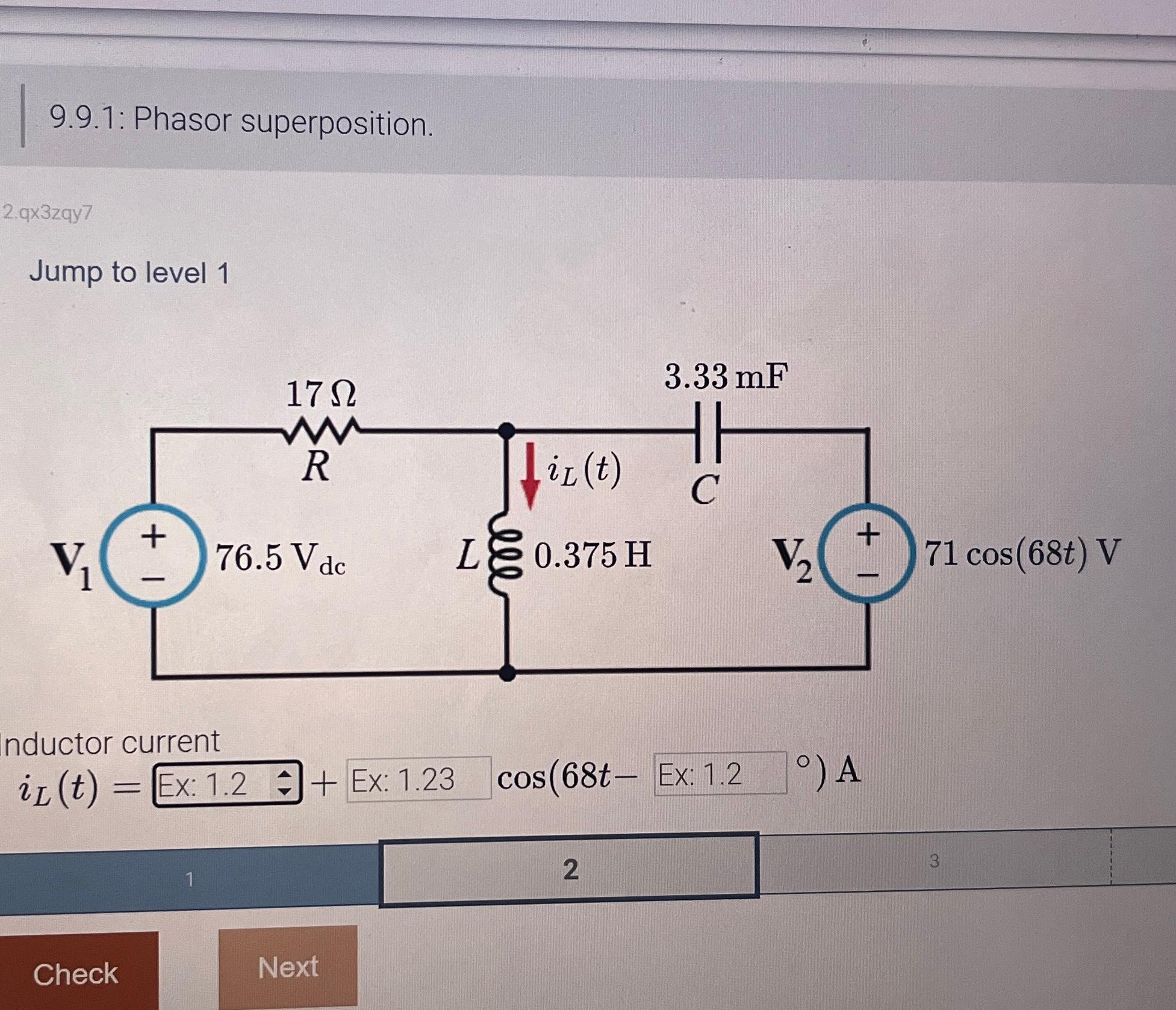 Solved 9.9.1: Phasor superposition.Jump to level 1nductor | Chegg.com