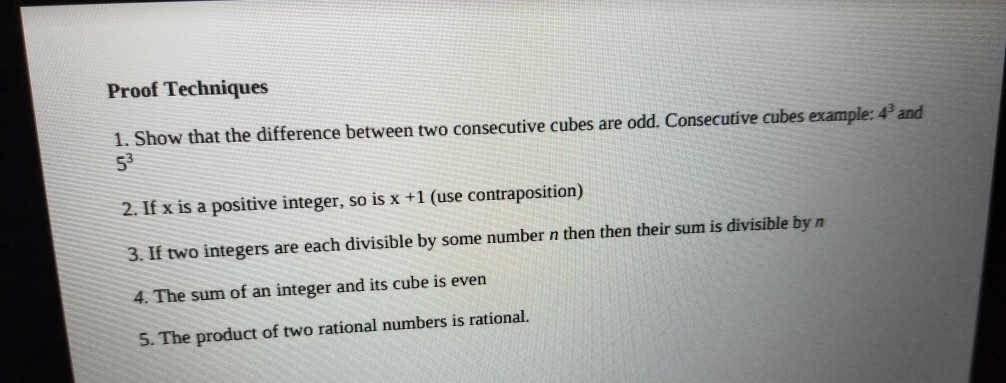 Solved Proof Techniques 1. Show that the difference between | Chegg.com