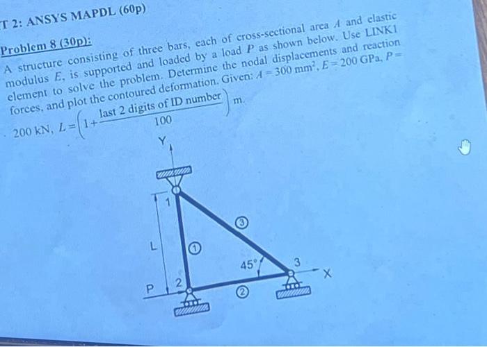 Solved Using Ansys MAPDLProblem 8 (30p): A structure | Chegg.com