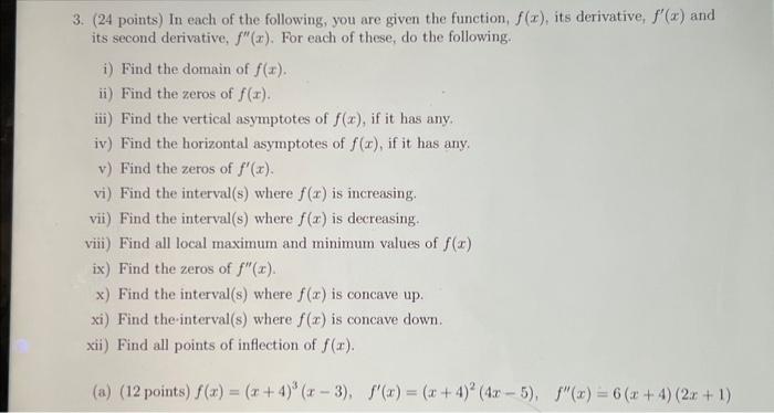 Solved 3. (24 points) In each of the following, you are | Chegg.com