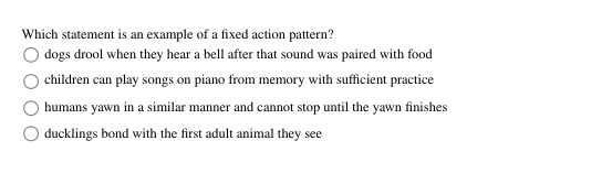 Solved Which statement is an example of a fixed action | Chegg.com