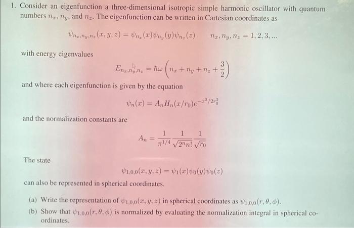 Solved Consider an eigenfunction a three-dimensional | Chegg.com