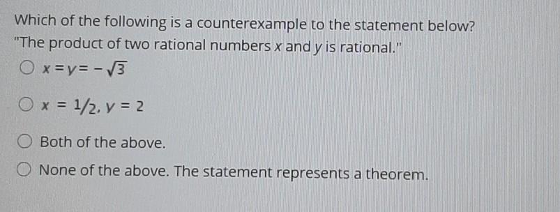 Solved Which of the following is a counterexample to the | Chegg.com