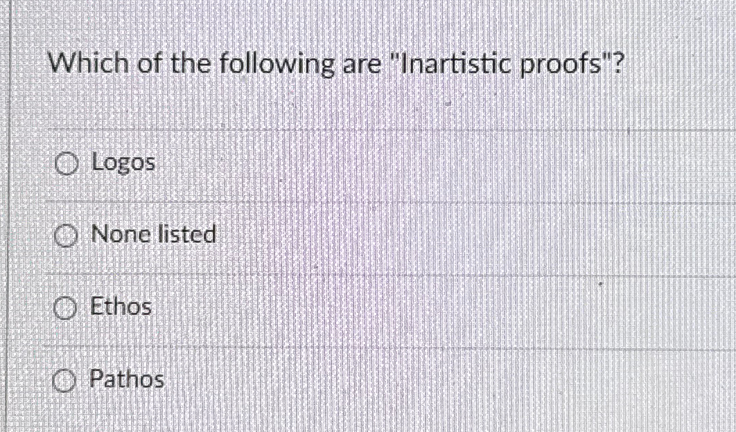 Solved Which of the following are "Inartistic | Chegg.com