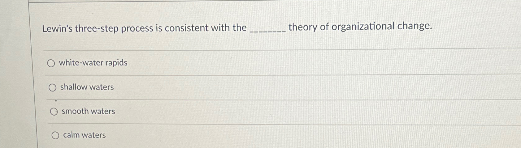 Solved Lewin's three-step process is consistent with the | Chegg.com