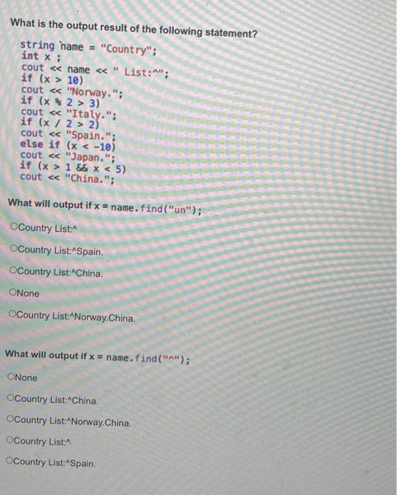 Solved What is the output result of the following statement? | Chegg.com
