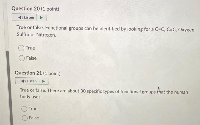Solved True or false. Functional groups can be identified by | Chegg.com