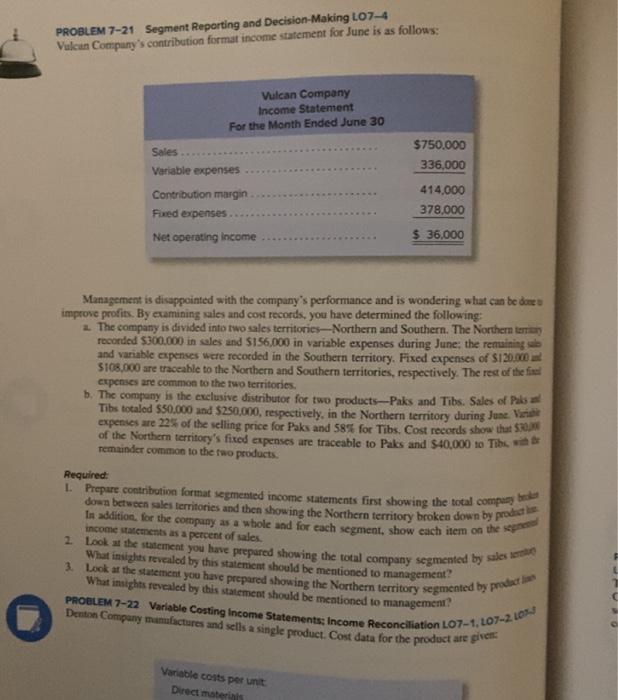 Solved 2. PROBLEM 7-21 Segment Reporting and Decision-Making | Chegg.com