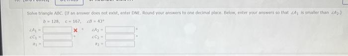 Solved D=128,∠A1=∠CC1=A1=C=167,X∠C2=a2=∠B=43∘∠AA2=Mnaler | Chegg.com