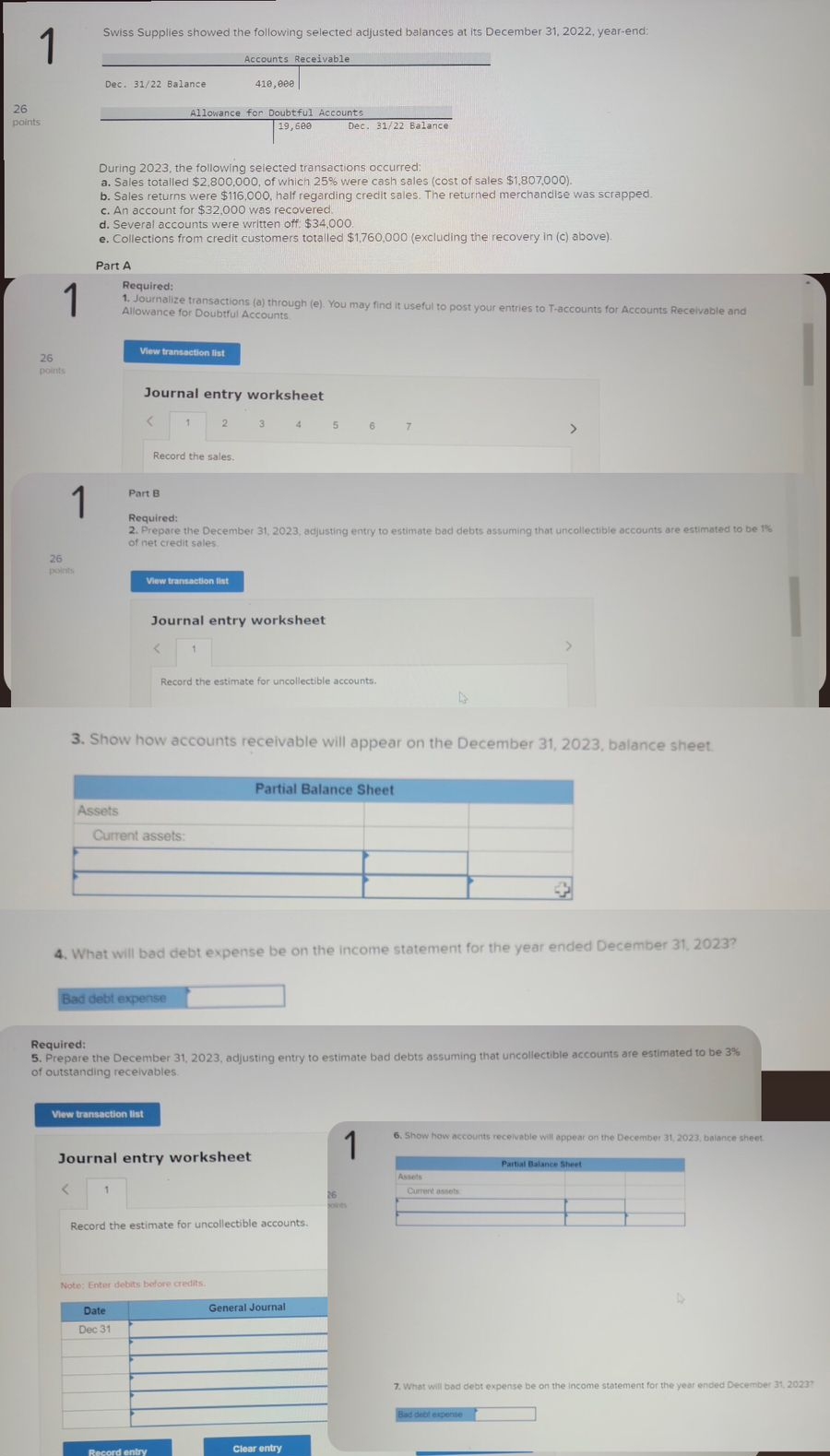 Solved .Swiss Supplies showed the following selected | Chegg.com