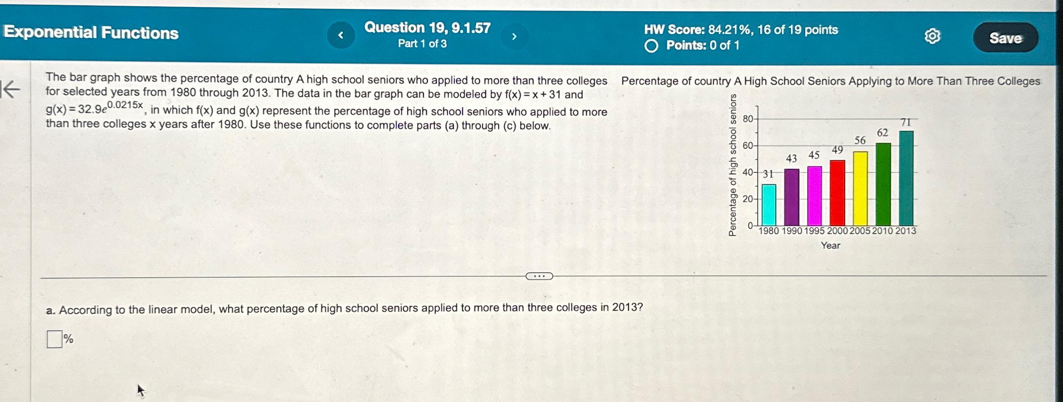 Solved Exponential FunctionsQuestion 19, 9.1.57HW Score: | Chegg.com