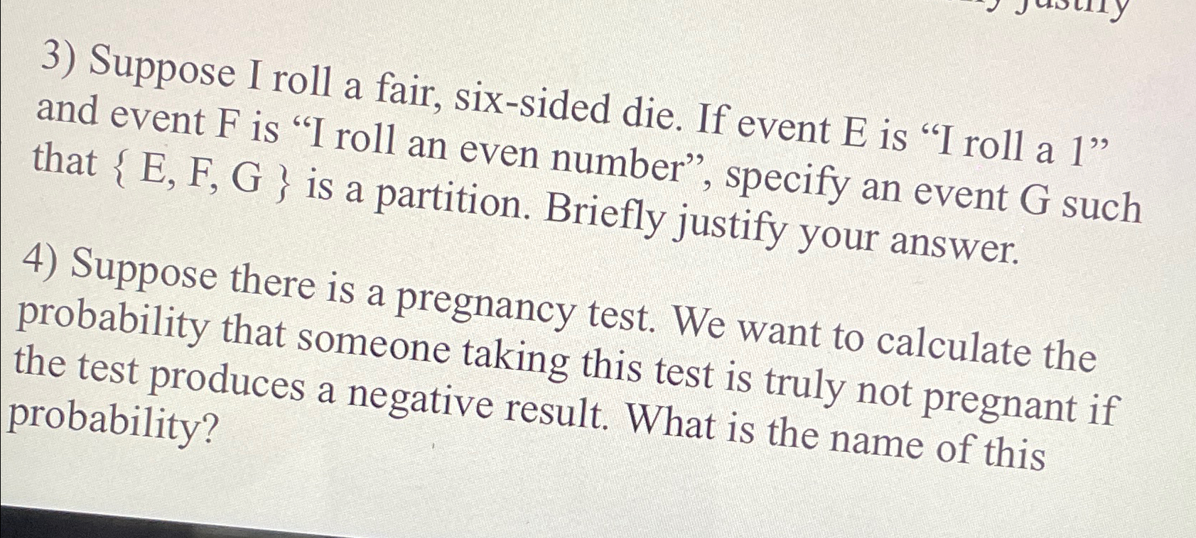 Solved Suppose I roll a fair, six-sided die. If event E ﻿is | Chegg.com