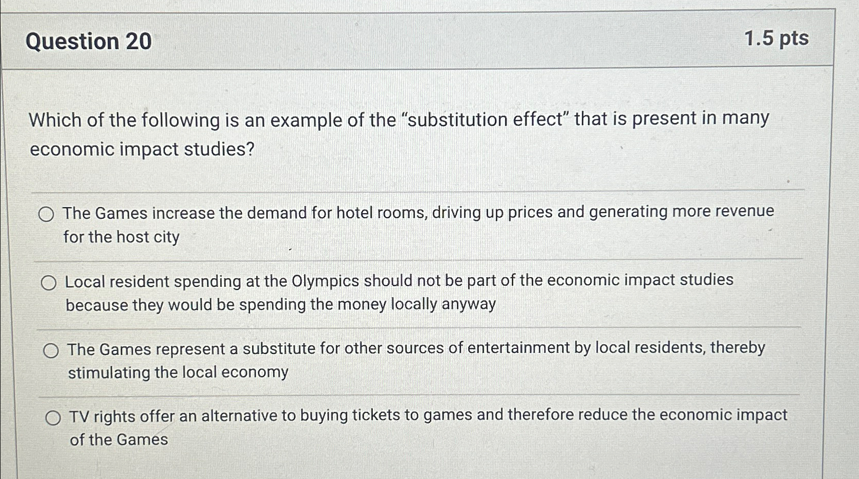 Solved Question 201.5ptsWhich of the following is an example | Chegg.com