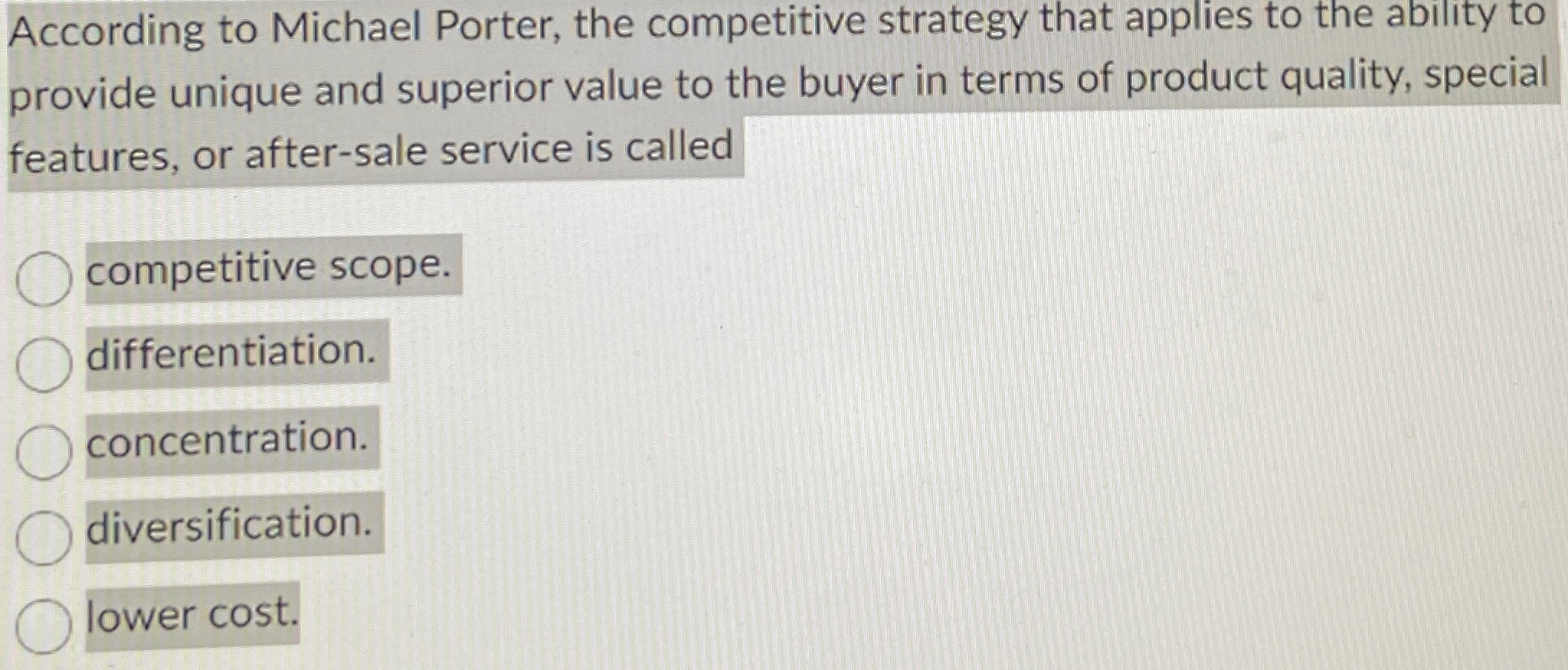 Solved According to Michael Porter, the competitive strategy | Chegg.com