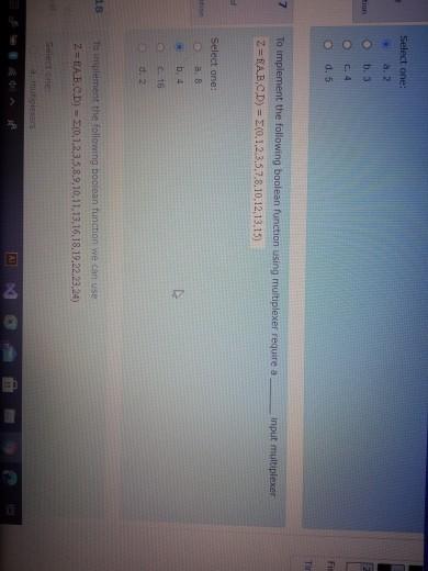 Solved Select One A B 3 C4 D 5 Fi 7 To Implement The 0872