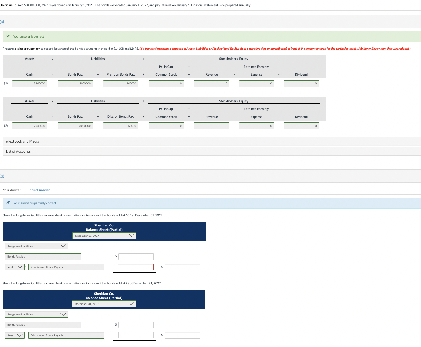 Solved (a)Your answer is correct.eTextbook and MediaList of | Chegg.com