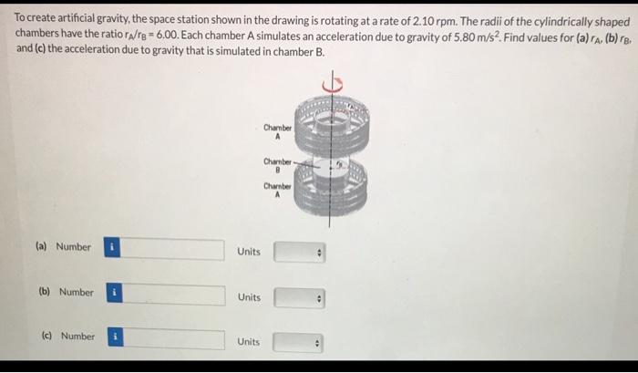 Solved To create artificial gravity, the space station shown | Chegg.com