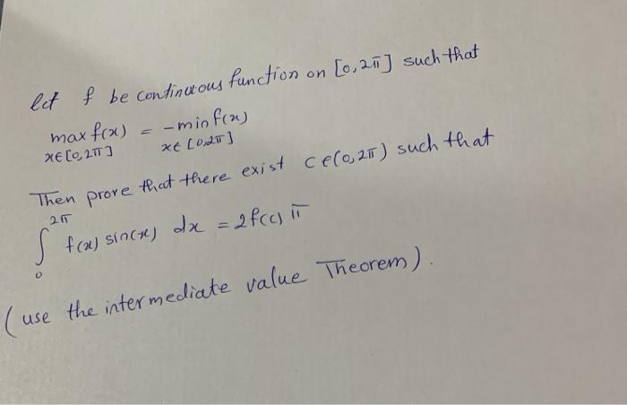 Solved lct f be continuous function on function on [0, 211] | Chegg.com
