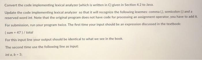 Convert the code implementing lexical analyzer (which | Chegg.com