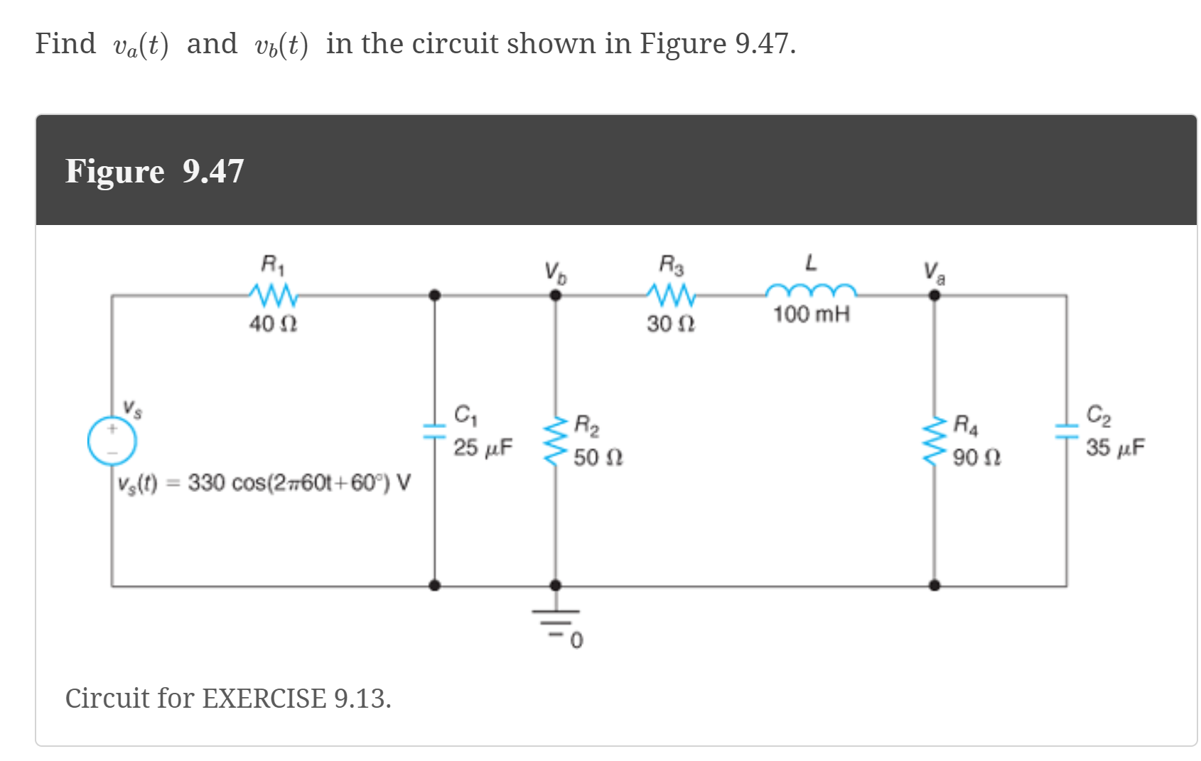 Solved Find va(t) ﻿and vb(t) ﻿in the circuit shown in Figure | Chegg.com