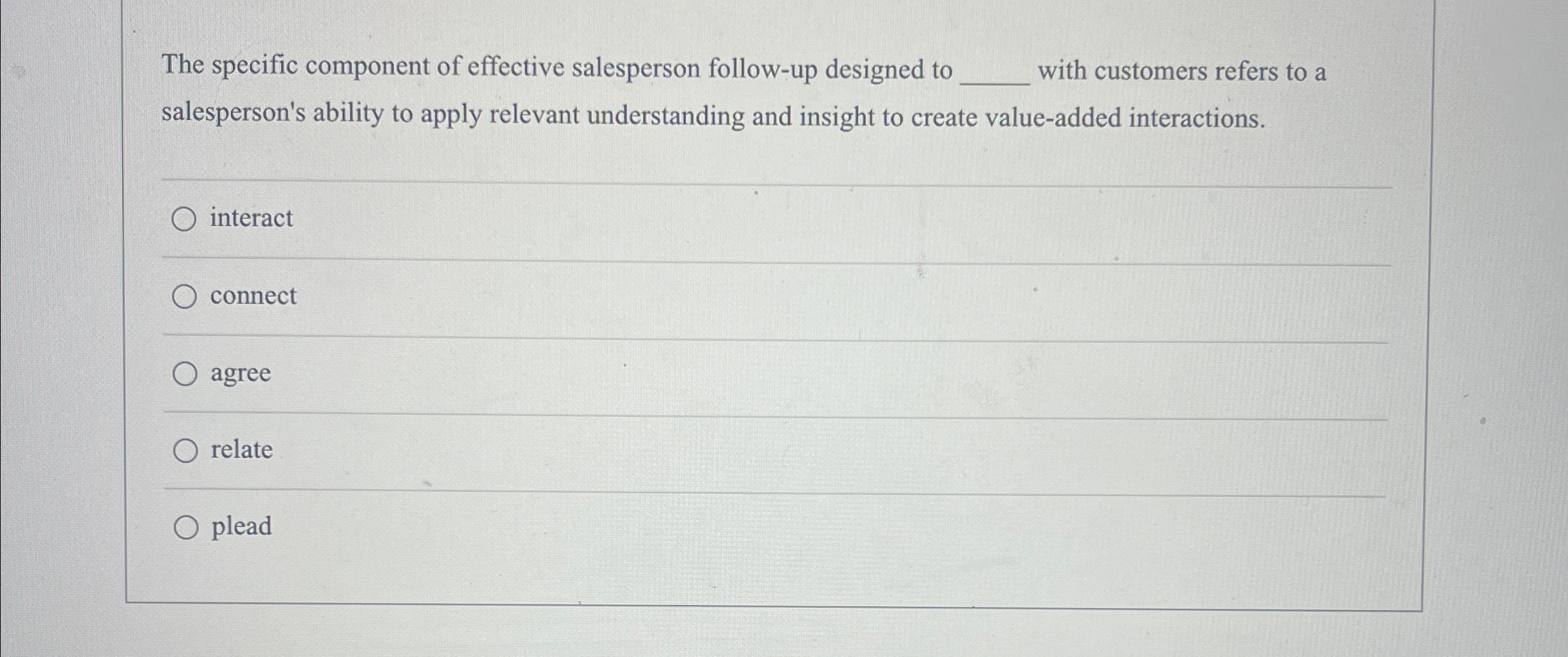 Solved The specific component of effective salesperson | Chegg.com