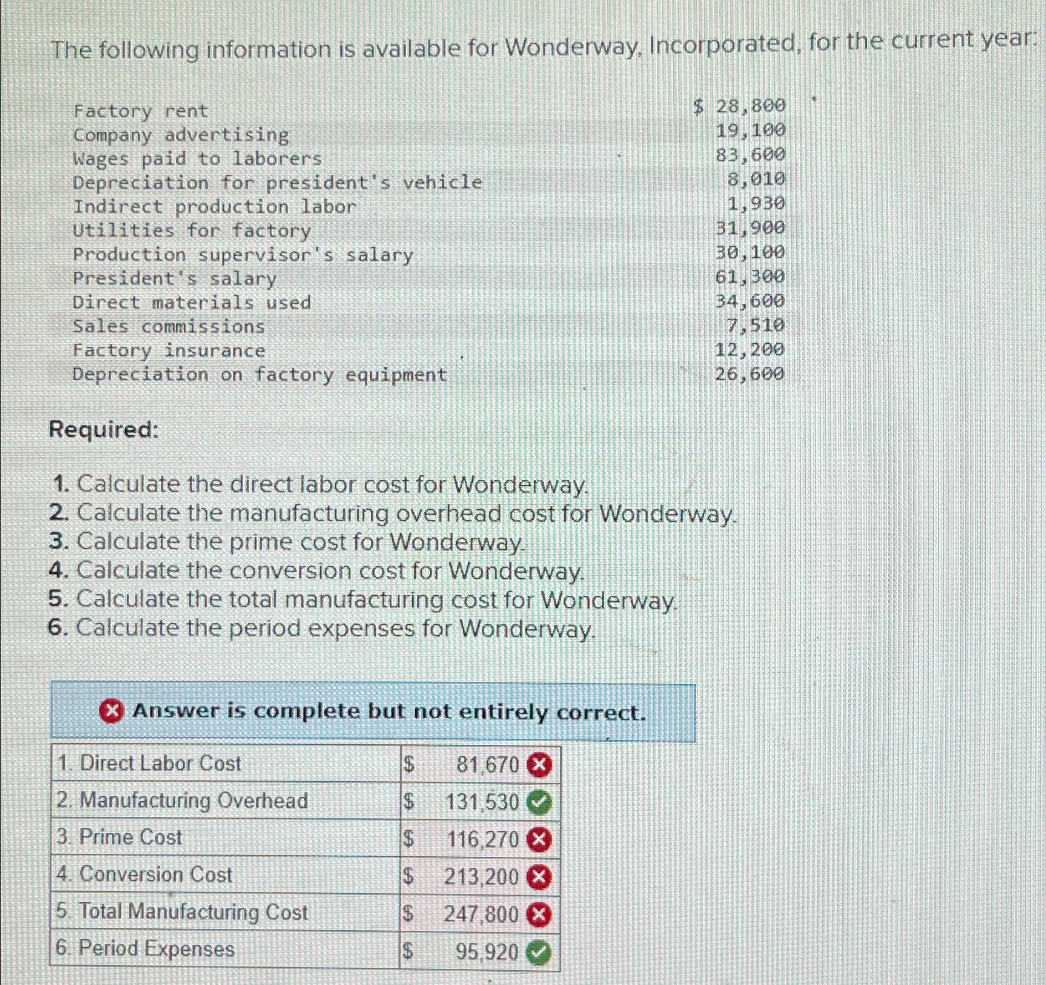 Solved The following information is available for Wonderway, | Chegg.com