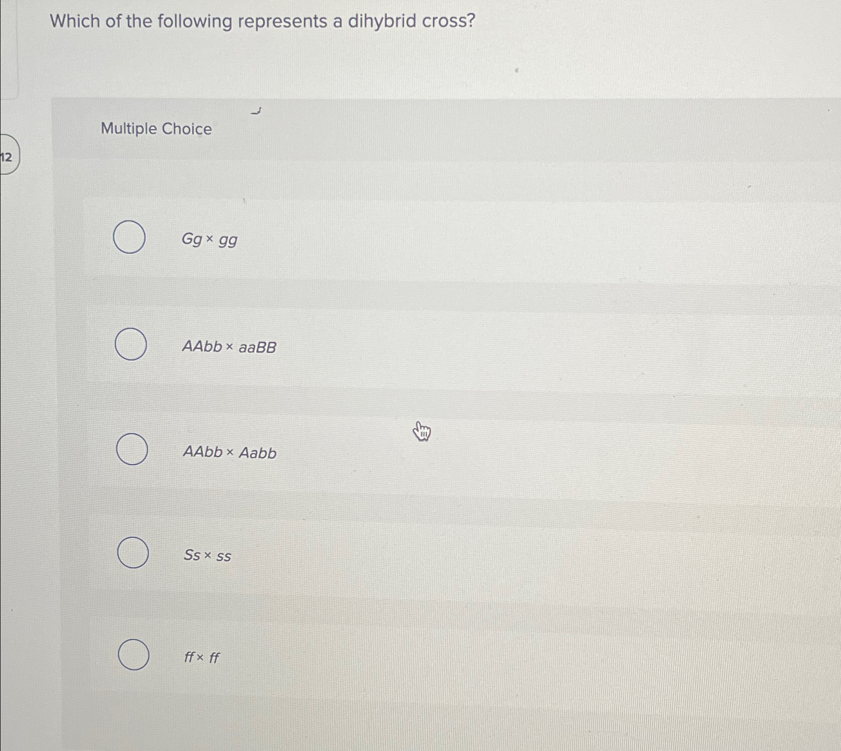Solved Which of the following represents a dihybrid | Chegg.com