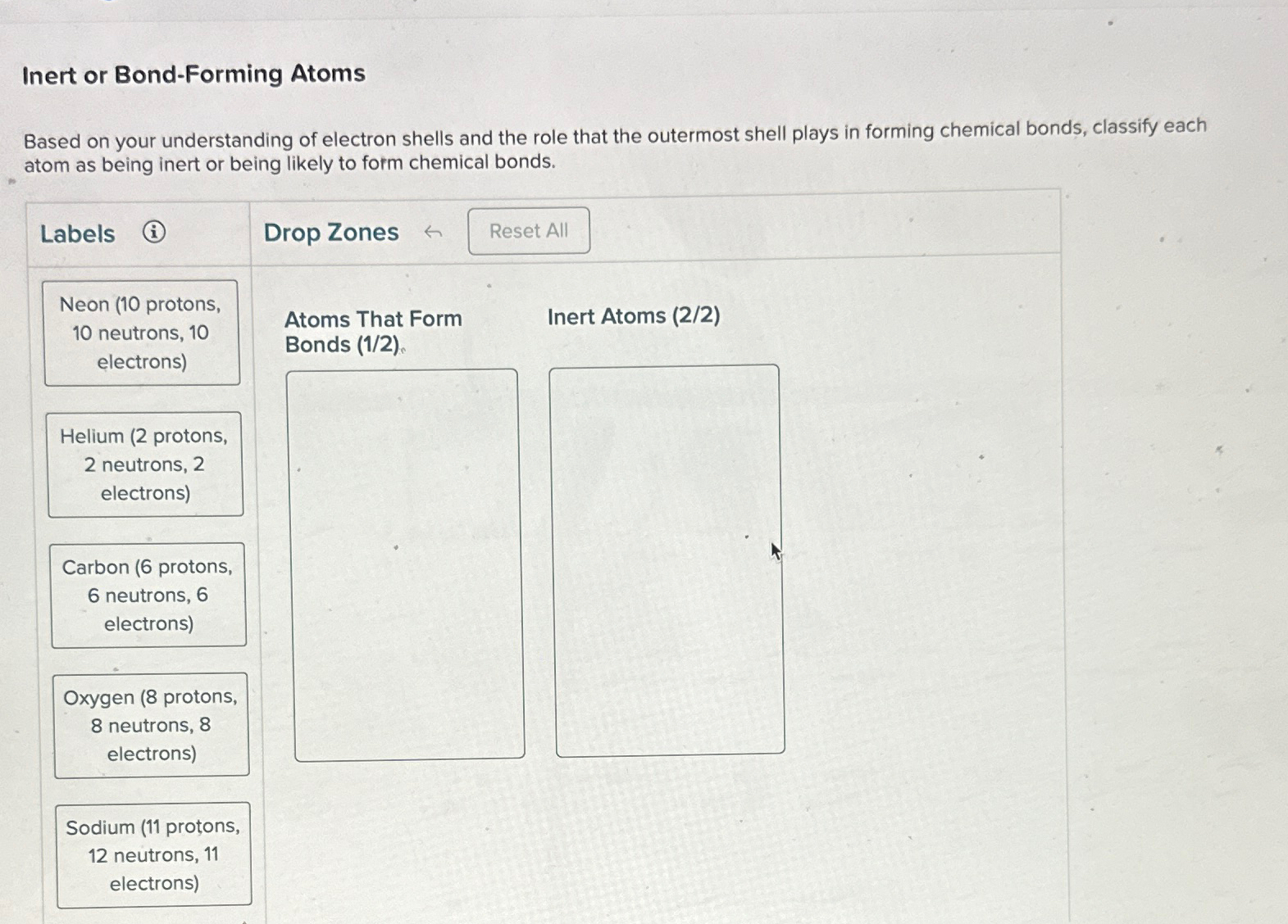 Solved Inert or Bond-Forming AtomsBased on your | Chegg.com
