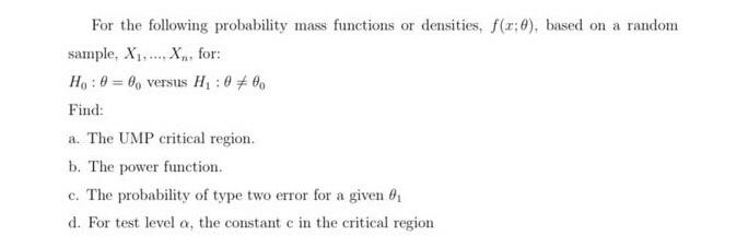 Solved For the following probability mass functions or | Chegg.com