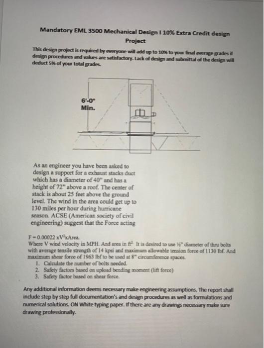 Solved Mandatory EML 3500 Mechanical Design I 10% Extra | Chegg.com
