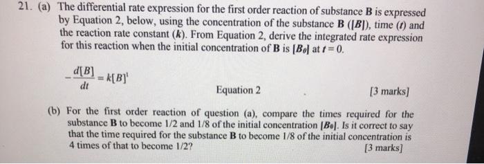 Solved 21. (a) The differential rate expression for the | Chegg.com