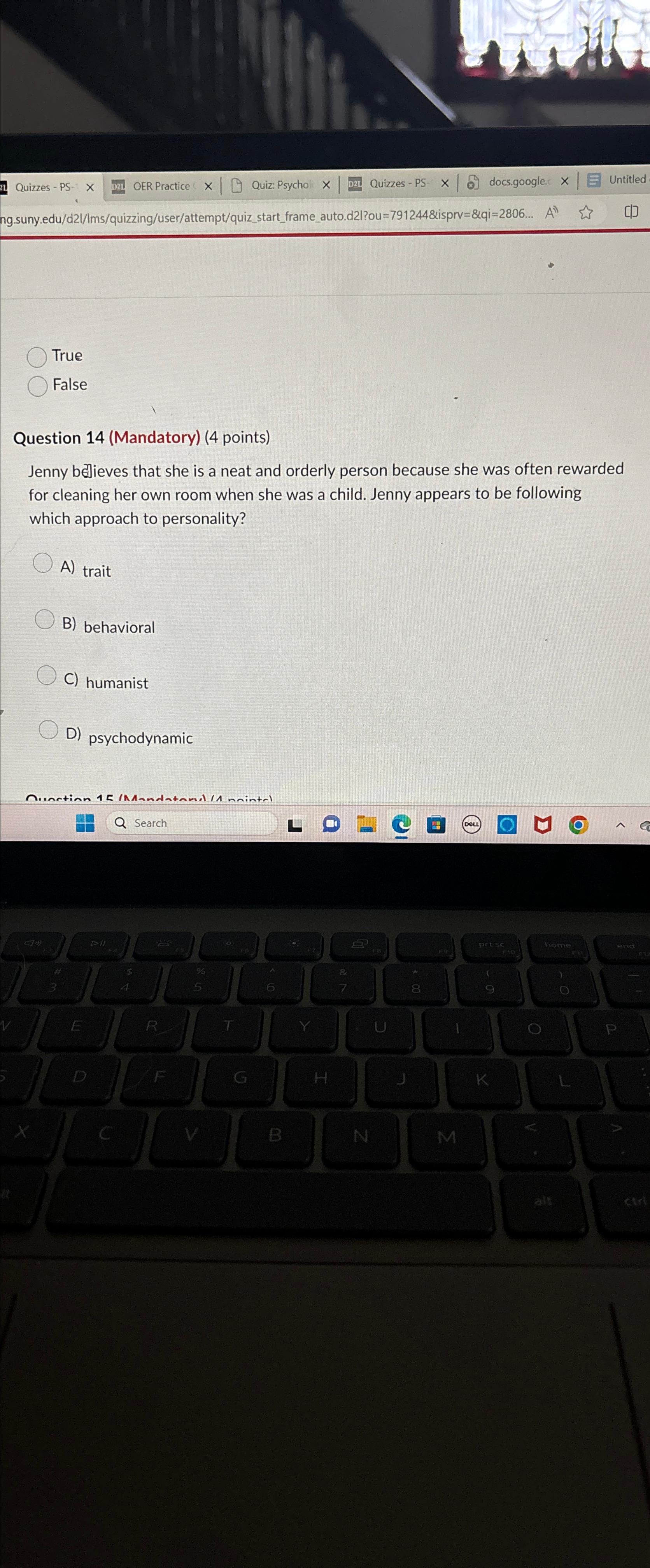 Solved TrueFalseQuestion 14 (Mandatory) (4 ﻿points)Jenny | Chegg.com