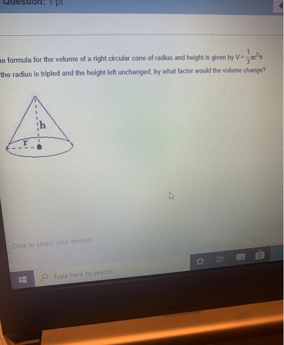 Solved Οι me formula for the volume of a right circular cone | Chegg.com