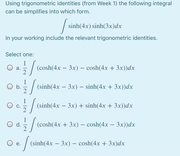 Solved Using trigonometric identities (from Week 1) the | Chegg.com