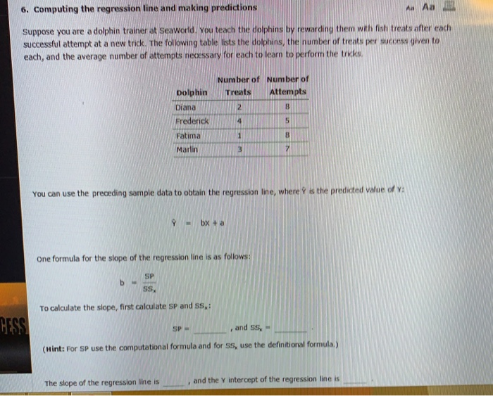 Solved 6. Computing the regression line and making | Chegg.com