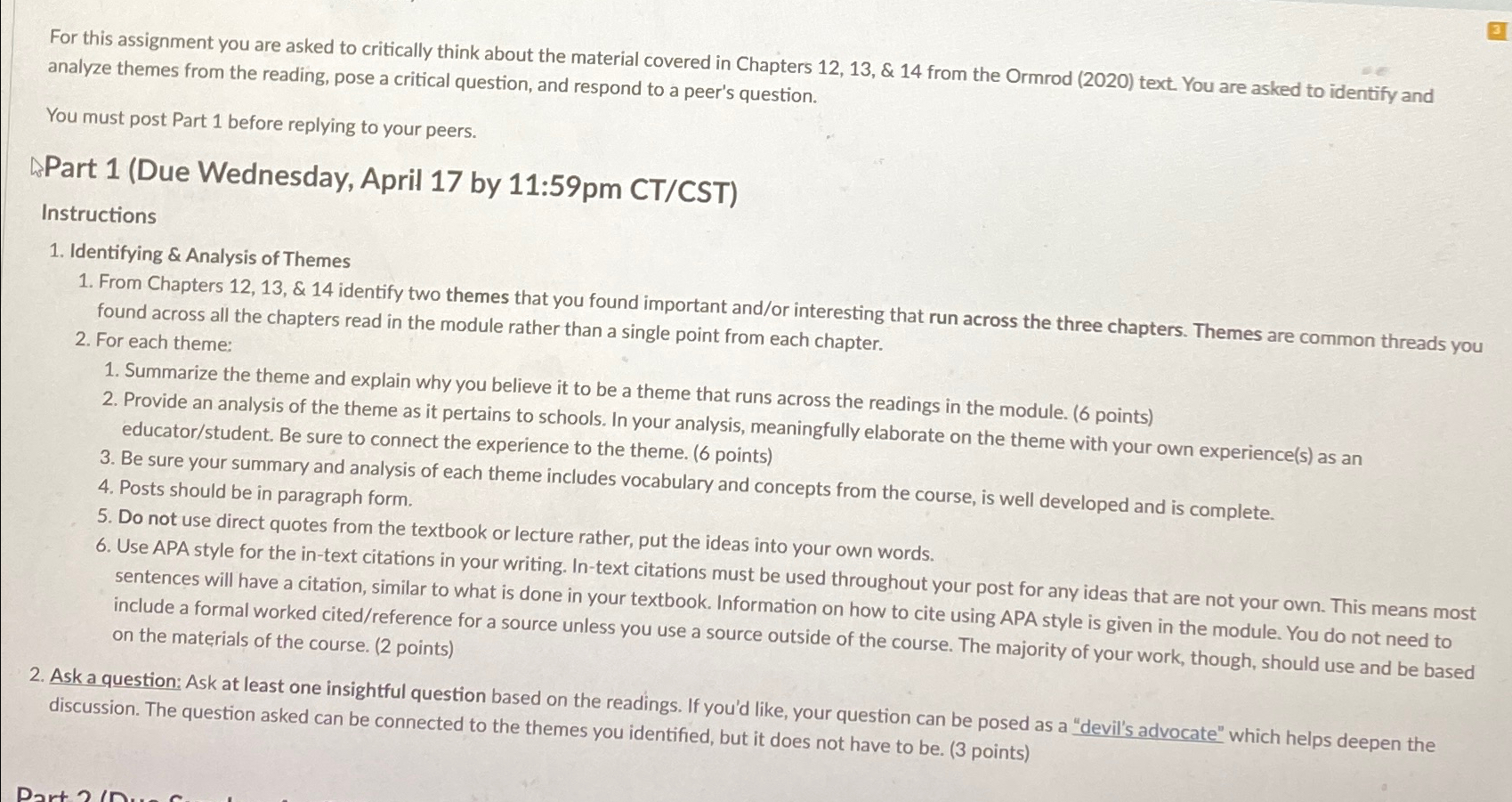 Solved For this assignment you are asked to critically think | Chegg.com