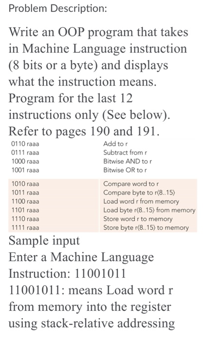 Solved Problem Description: Write an OOP program that takes | Chegg.com