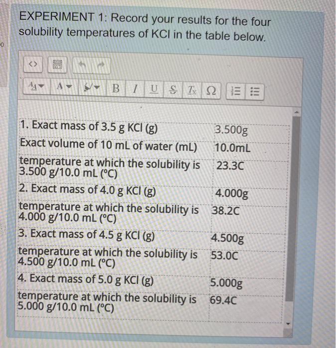 Solved EXPERIMENT 1: Record your results for the four | Chegg.com