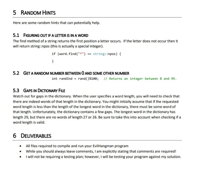 Solved Evil Hangman Credit: Assignment originally created by | Chegg.com