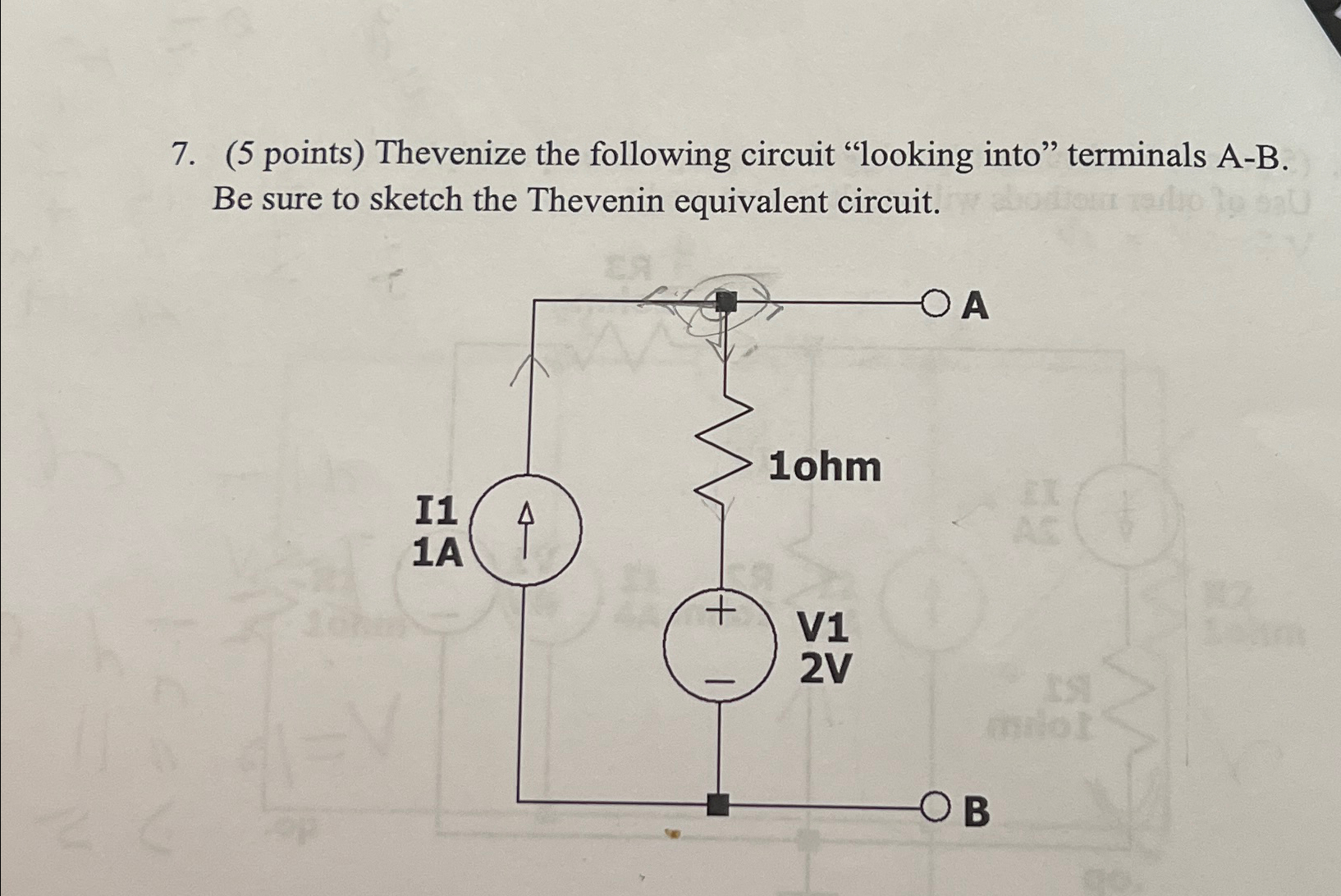 Solved (5 ﻿points) ﻿Thevenize the following circuit "looking | Chegg.com