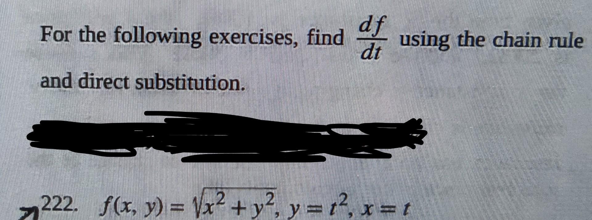 Solved For the following exercises, find dtdf using the | Chegg.com